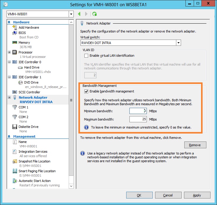 Set Bandwidth Limits For Hyper V Information Technology And Notes