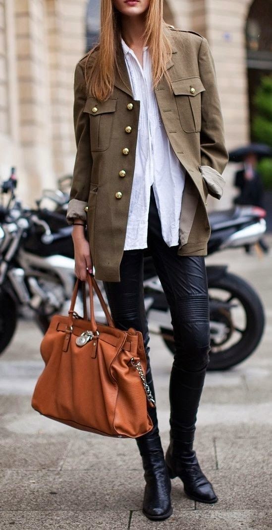 Street style military jacket and leather pants | Luvtolook | Virtual ...