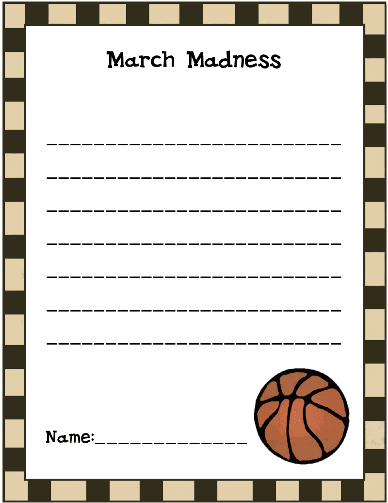 Literacy Minute: March Madness Writing Freebie