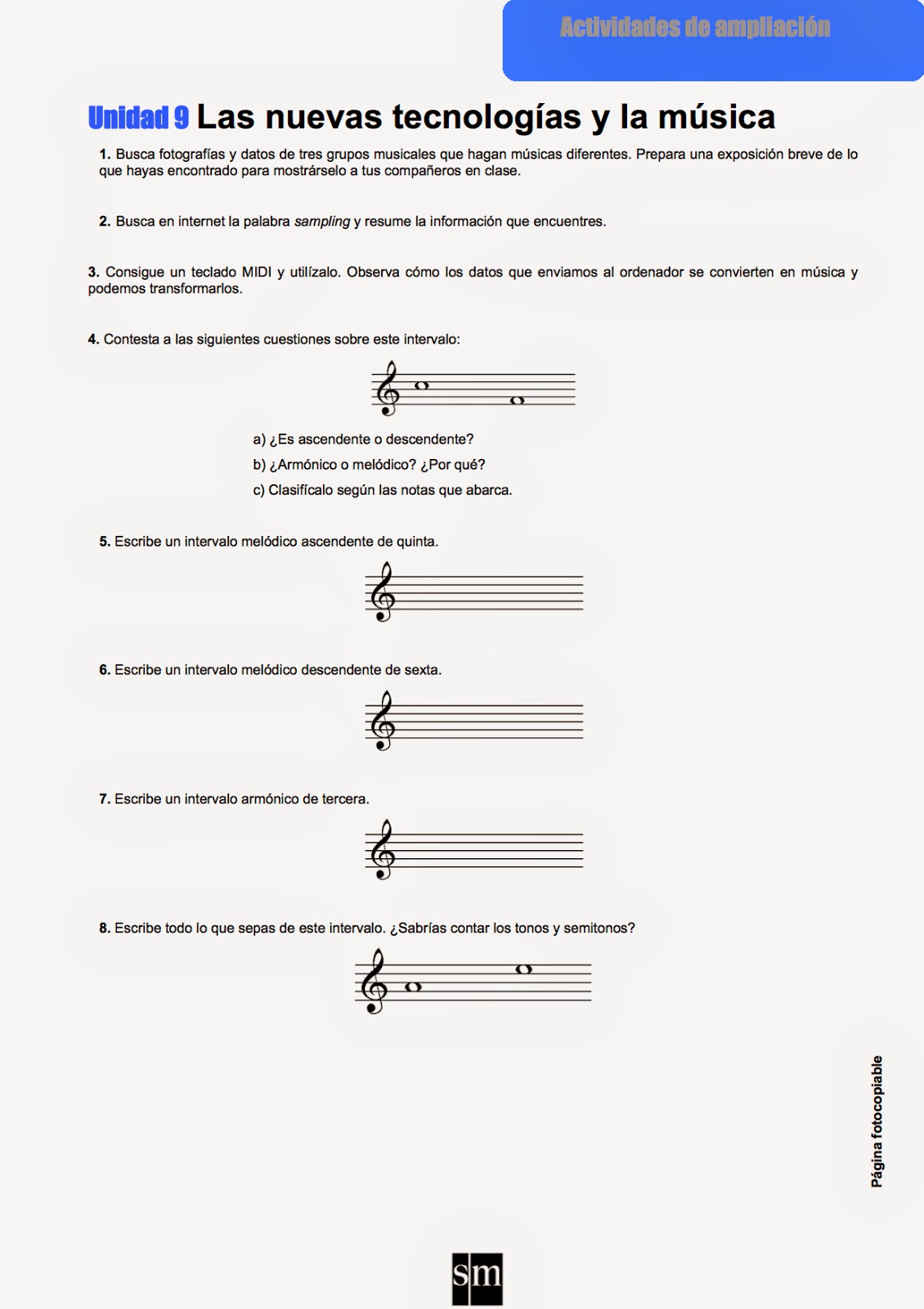 MÚSICA: 1º ESO Fichas de Refuerzo Tema 9