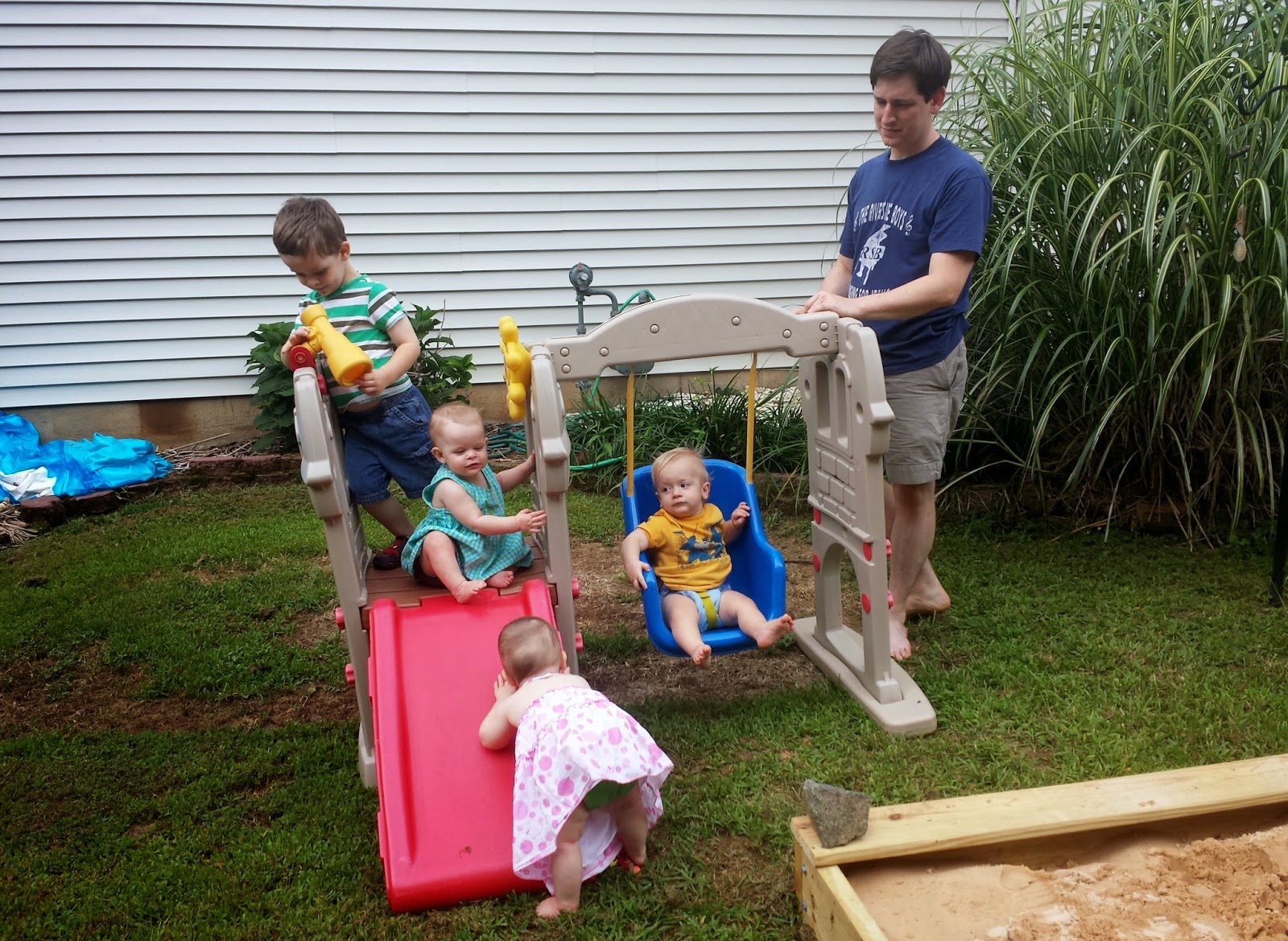 Triplets + Toddler: Backyard Fun!