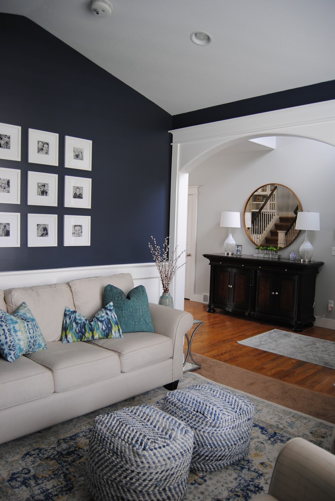 Studio 7 Interior Design: Client Reveal: Navy Infused Living Room