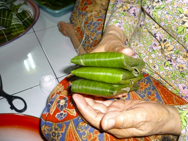 The making of Burasak, a Bugis traditional food.