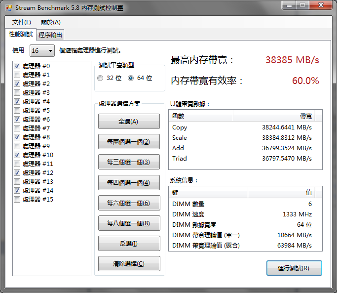 夏松濤的世界: 自己寫了個 Stream Benchmark 5.8 的 Windows 控制臺界面