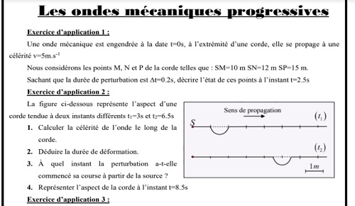 exercices "Les ondes mécaniques progressives"-2 Bac SM international