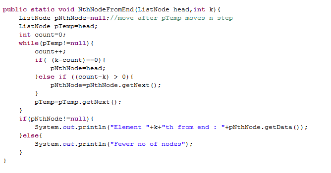 Java-Latte: Find nth node from the end of a linked list in Java Java-Latte: Find nth node from the end of a linked list in Java