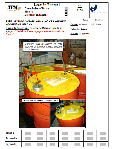 KAIZEN, TPM Y MANTENIMIENTO: LECCIÓN DE UN PUNTO ( OPL )