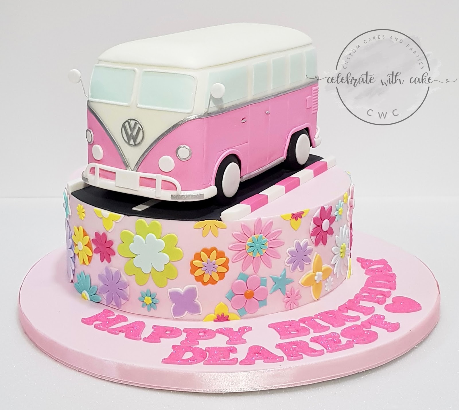 Celebrate with Cake!: Volkswagen Van with Psychedelic Flowers Cake