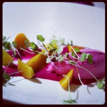 Sophisticated Savories: Goat cheese and beet mousse with roasted beets