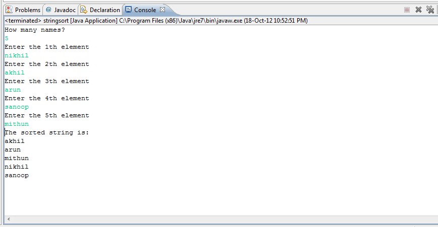 Java program to perform string sorting ~ TechieTopics Java program to perform string sorting ~ TechieTopics