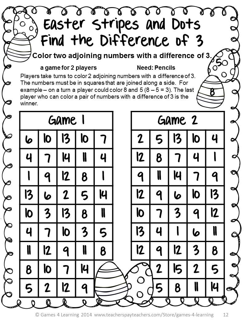 Fun Games 4 Learning: Easter Math Games NO PREP