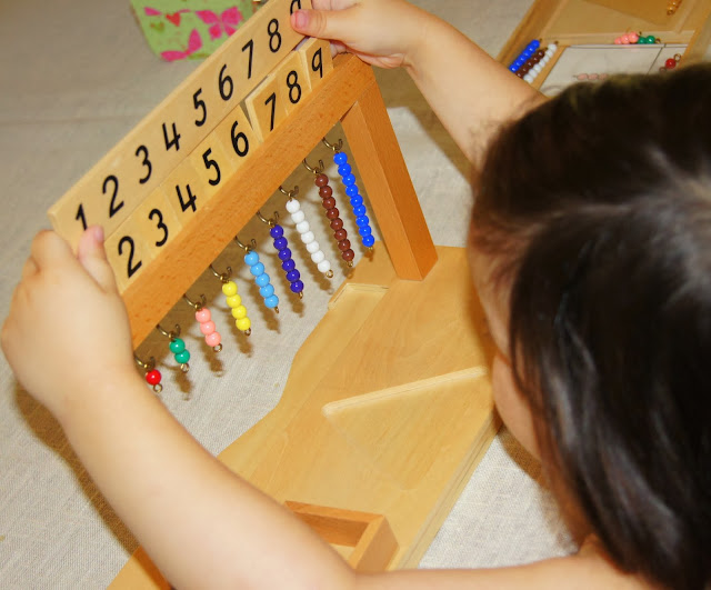 Montessori Math - Hanging Bead Stair Frame - "Making Montessori Ours"
