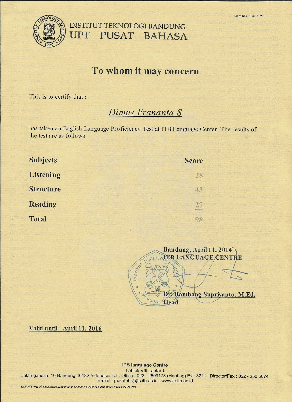 Education Makes Us Better Than Before: Berbagi Pengalaman Ikut ELPT-ITB ...