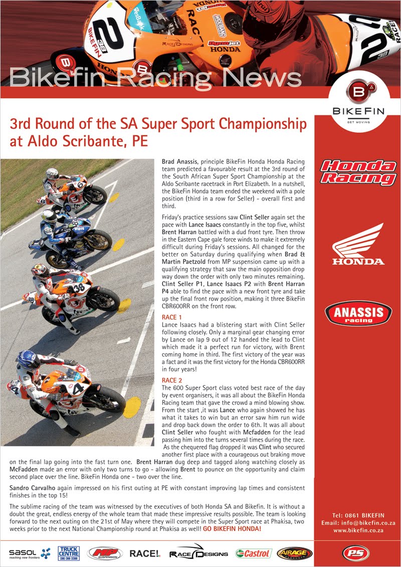 Bikefin Honda Racing Team: May 2011