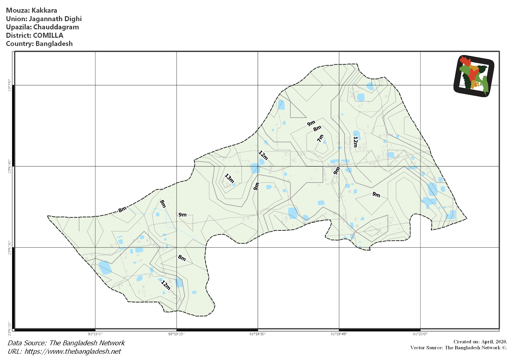Map of Kakkara Mouza, Chauddagram, Comilla