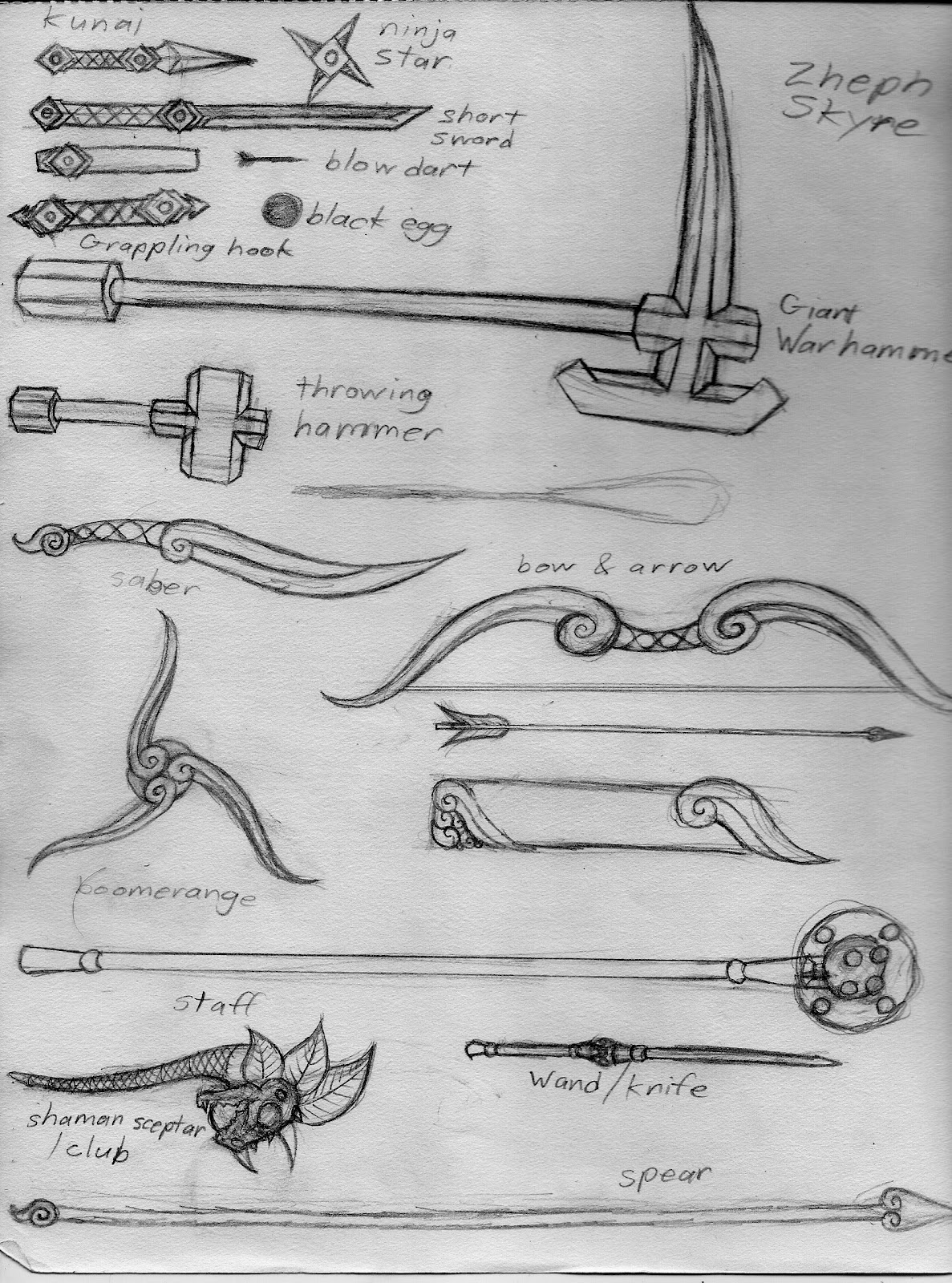 Joshua D. Altobelli's Art: Weapons Sketch #1