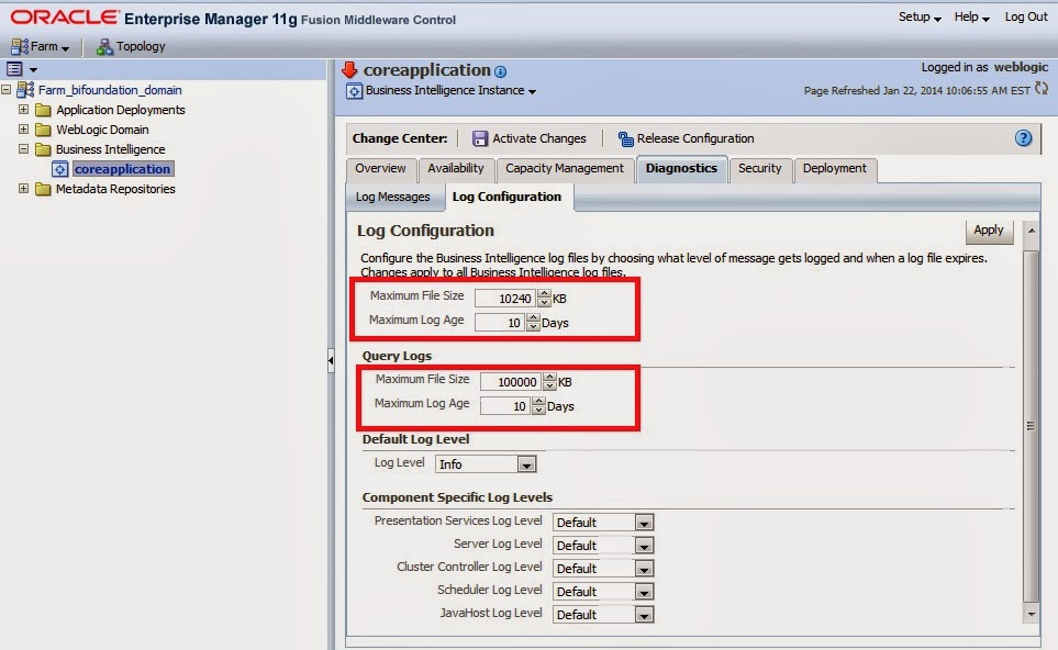 Obiee 11g Log Files And Configuration