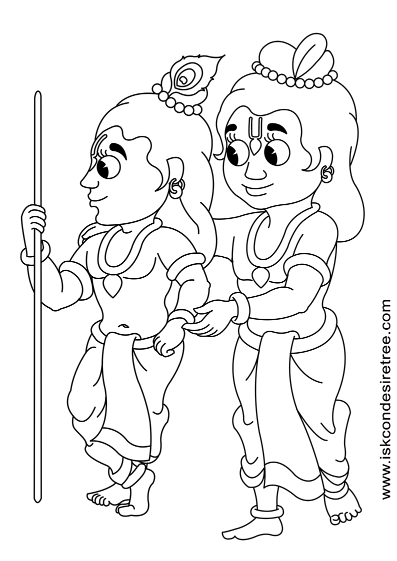 Bhagavat Chintan Das (Bhikaji): Sri Krishna Balarama Line Drawing