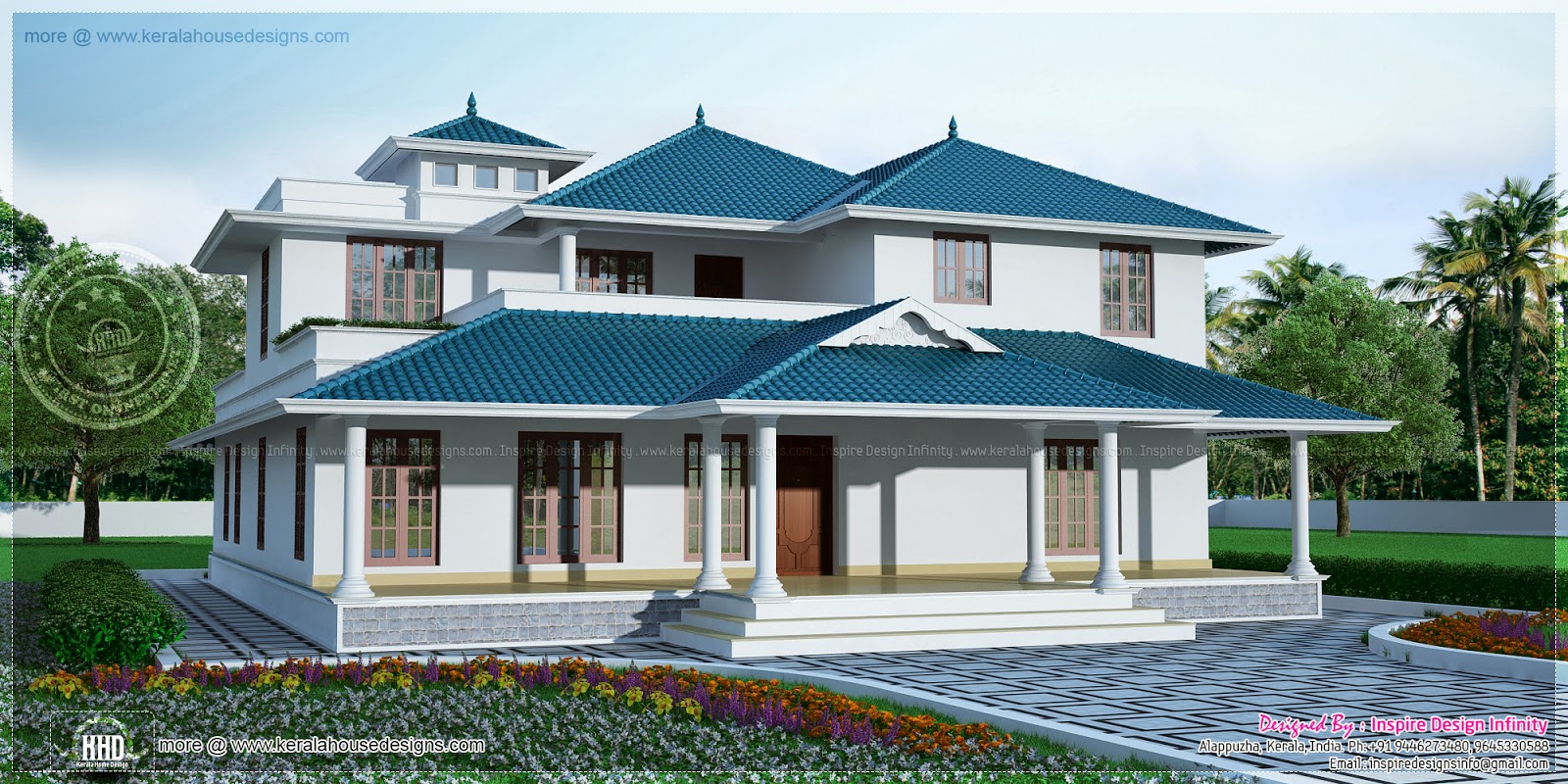 Sloping roof luxury villa exterior - Kerala home design and floor plans ...