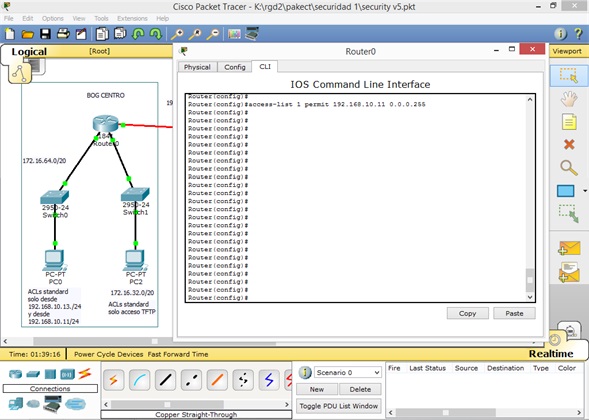 GESTIÓN DE REDES: CONFIGURACION DE ACL STANDARD EN CISCO PACKET TRACER