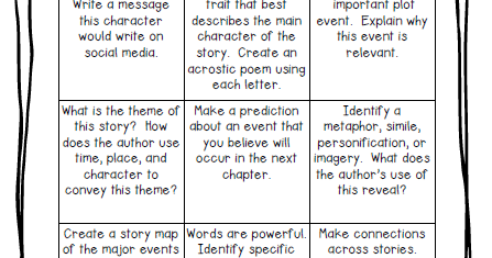 Literacy & Math Ideas: Free Literature Choice Board