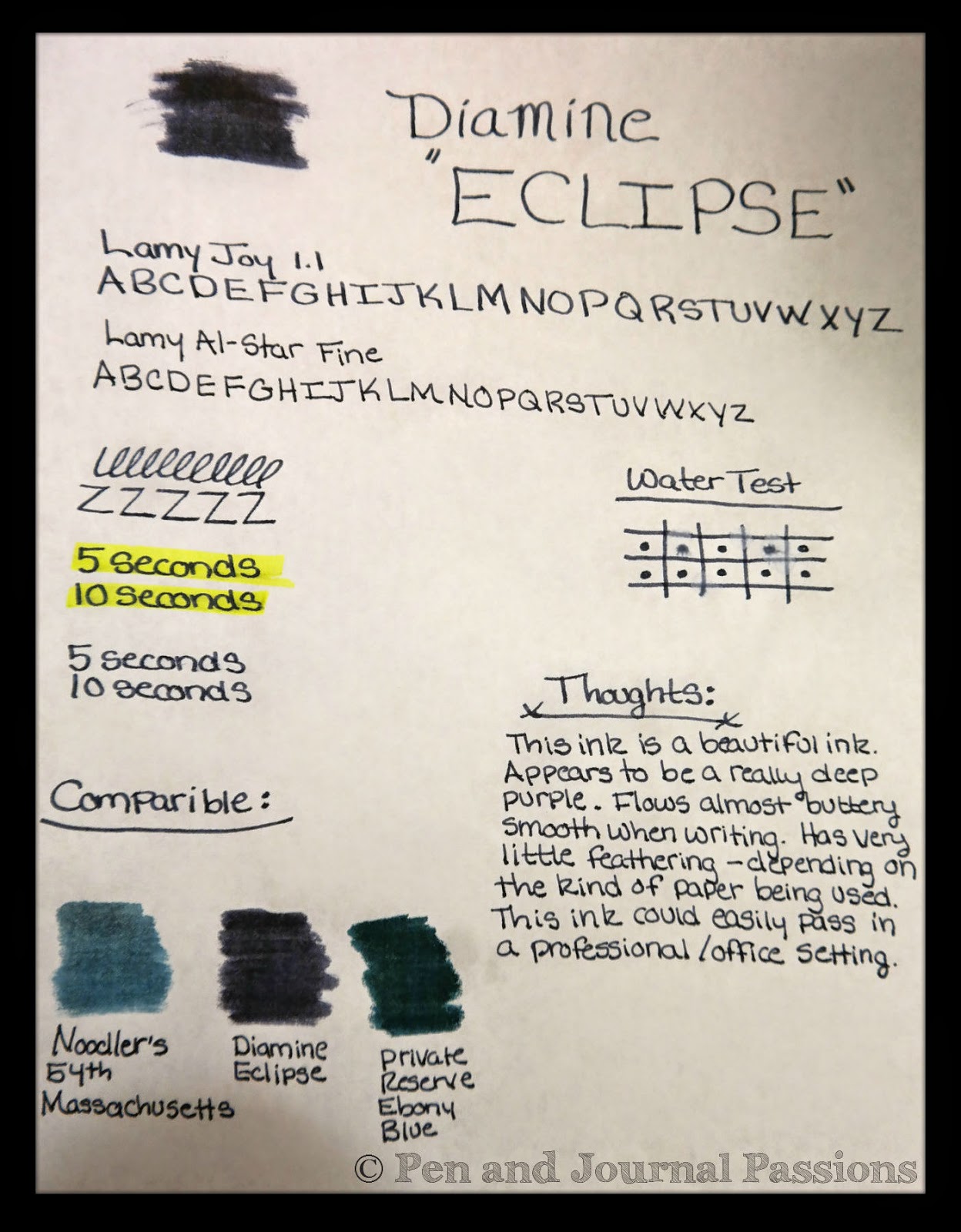 Pen and Journal Passions: Ink Review: Diamine Eclipse