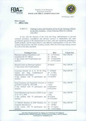 PHARMACY: FDA Seminar and Training for 2013
