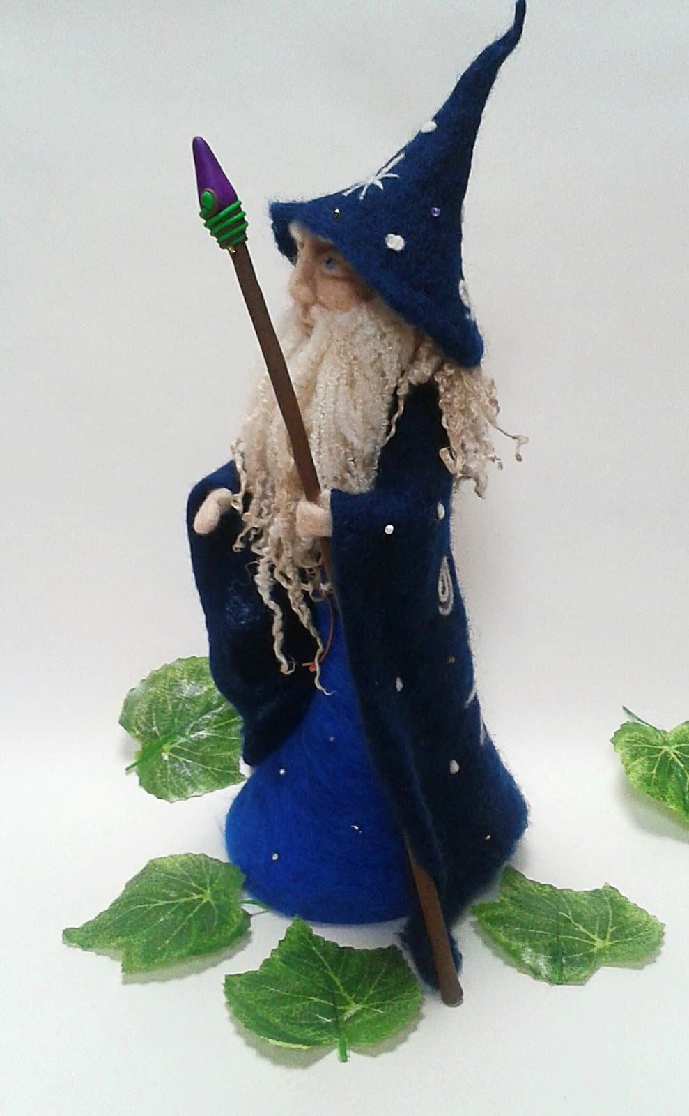 Heartfelt Creations by Lisa: Large Needle Felted Merlin, Blue Wizard ...