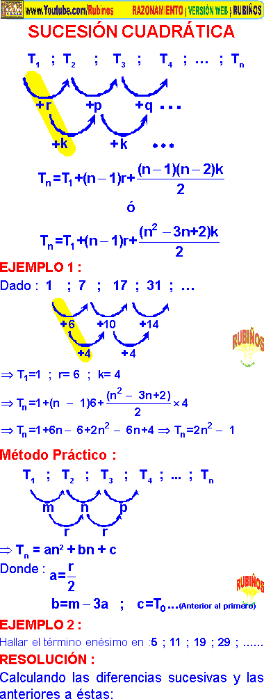 SUCESIONES NUMÉRICAS FÓRMULAS Y EJEMPLOS EN RAZONAMIENTO MATEMÁTICO PDF