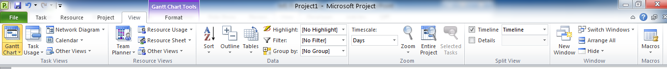View Menu | Quick MS Project
