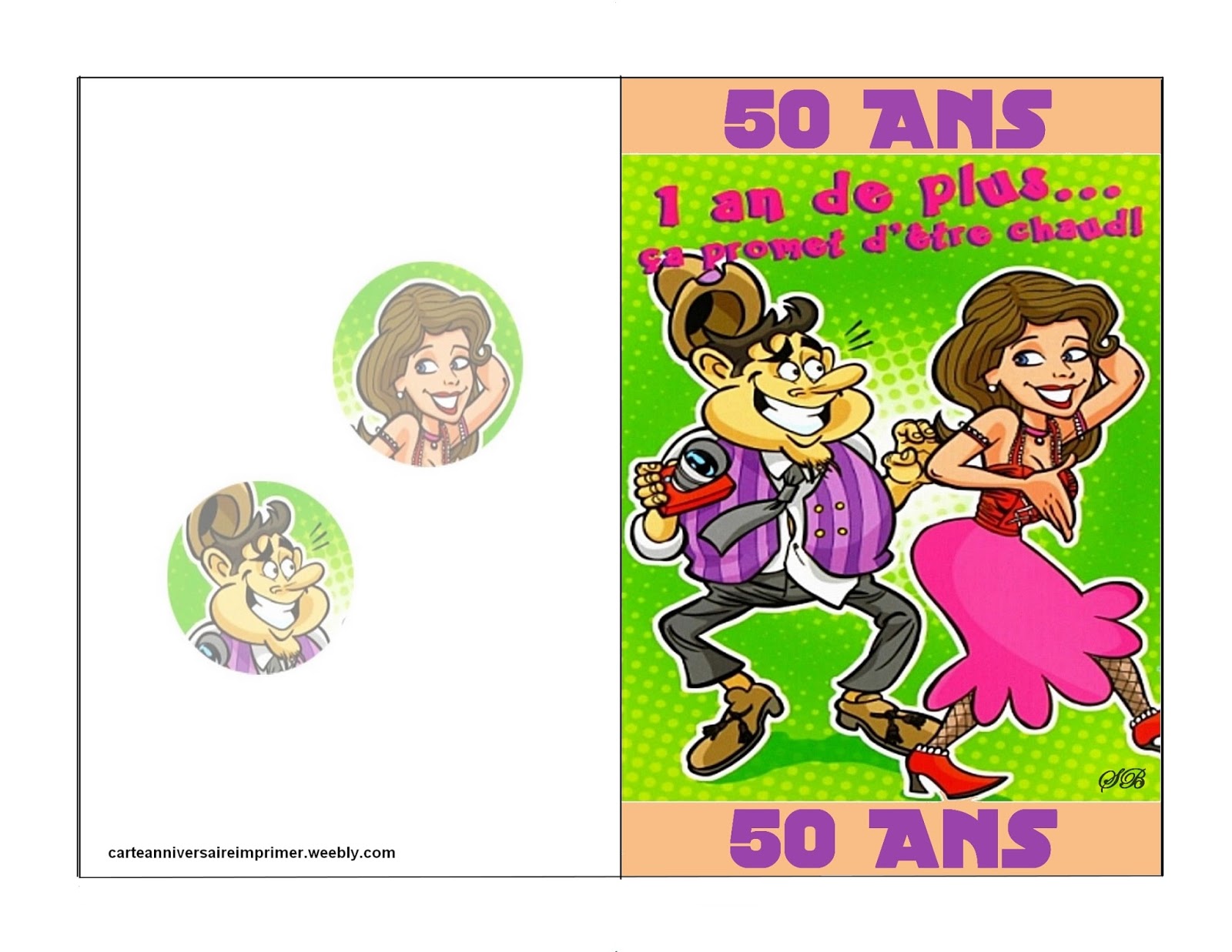 Carte gratuite à imprimer: Carte anniversaire 50 ans à imprimer