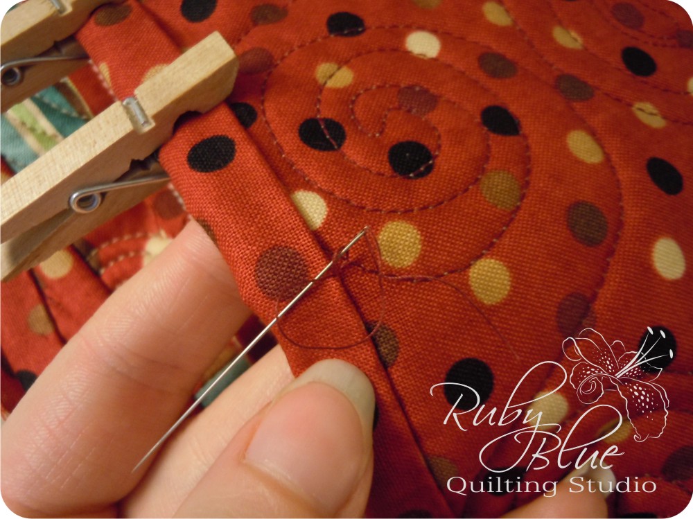 Ruby Blue Quilting Studio: Back to Basics - Binding - Stitching It Down!