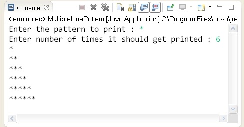 Pattern problems : Write a Java program to print same character on each ...