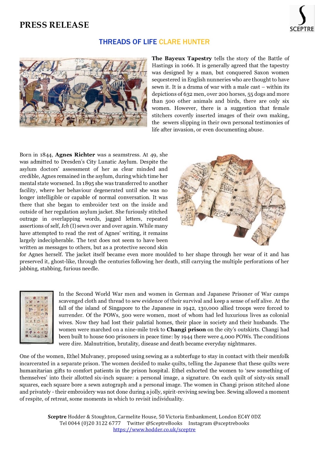 Skipton Embroiderers' Guild: Threads of Life. A History of the World ...