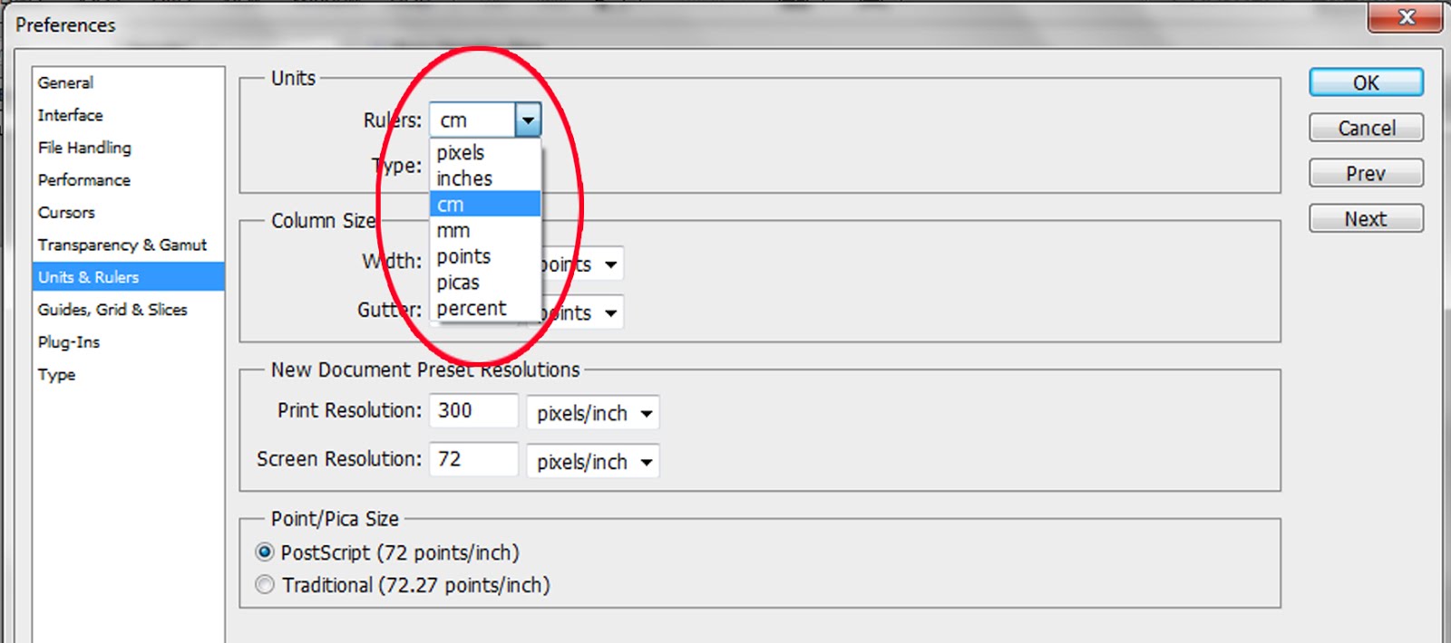 Photoshop Resources, Materials and Tutorials: Change Unit System of ...