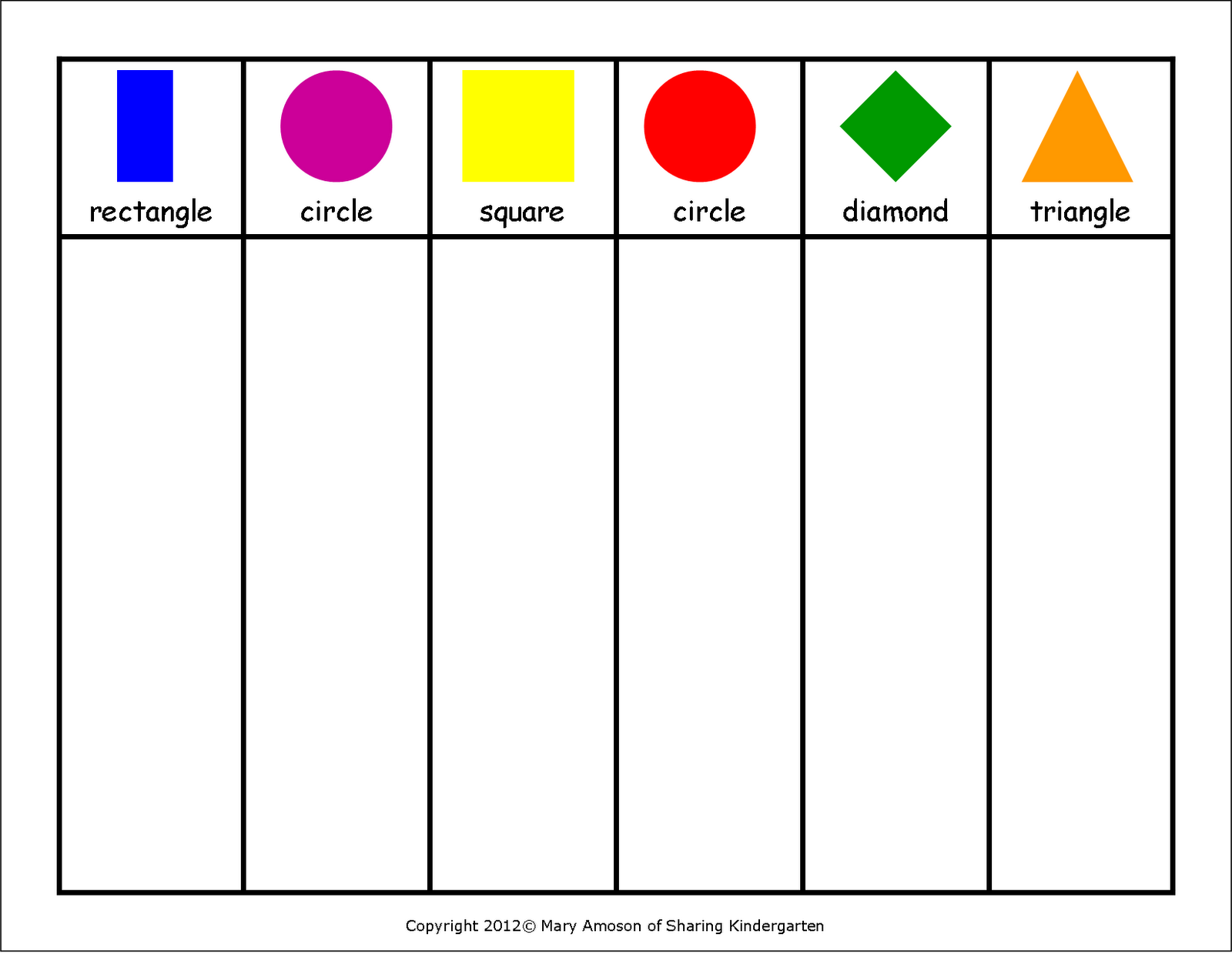 Classroom Freebies Too: Free Shape Sheet