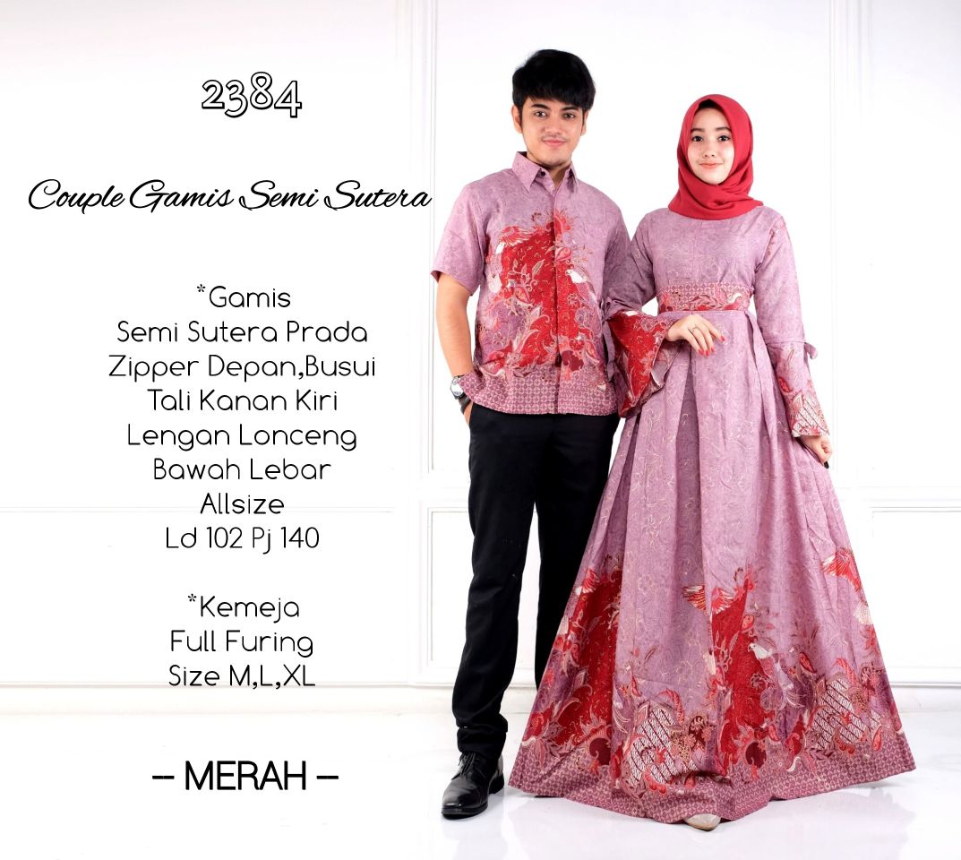 Model Baju Batik Gamis Couple D2384 Semisutera - Batik Bagoes Solo