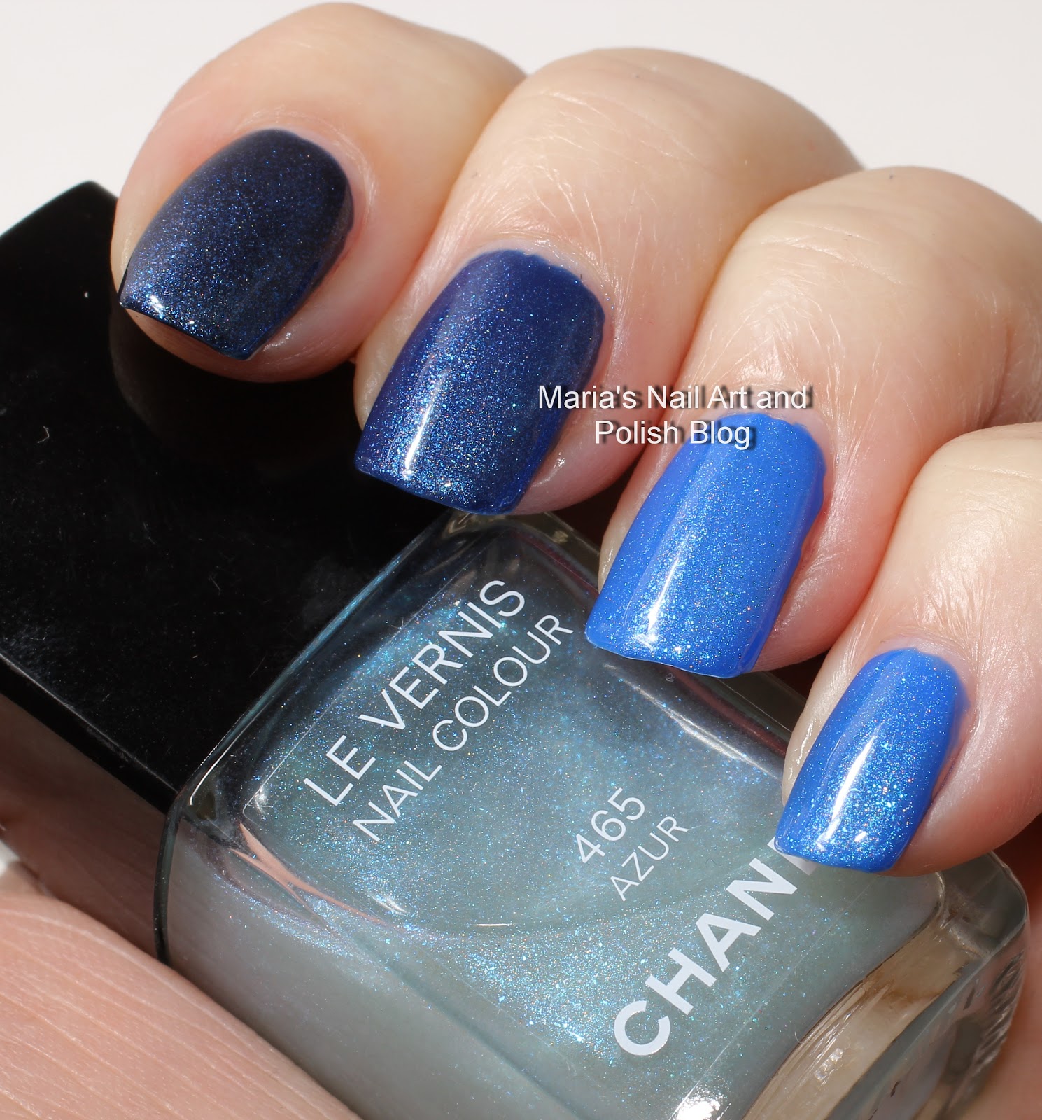Marias Nail Art and Polish Blog: Chanel Azur 465, Aurora Blues Accent ...