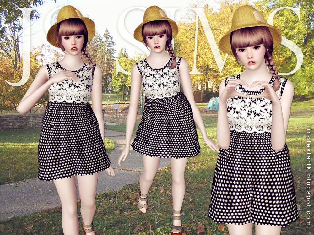 [JS SIMS 3] Crochet Lace Sleeveless Swing Dress