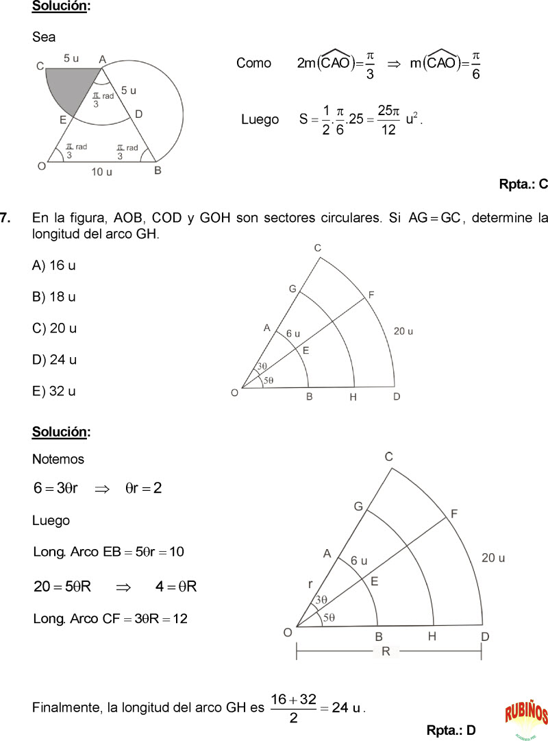 LONGITUD DE ARCO Y SECTOR CIRCULAR EJERCICIOS Y PROBLEMAS RESUELTOS EN ...