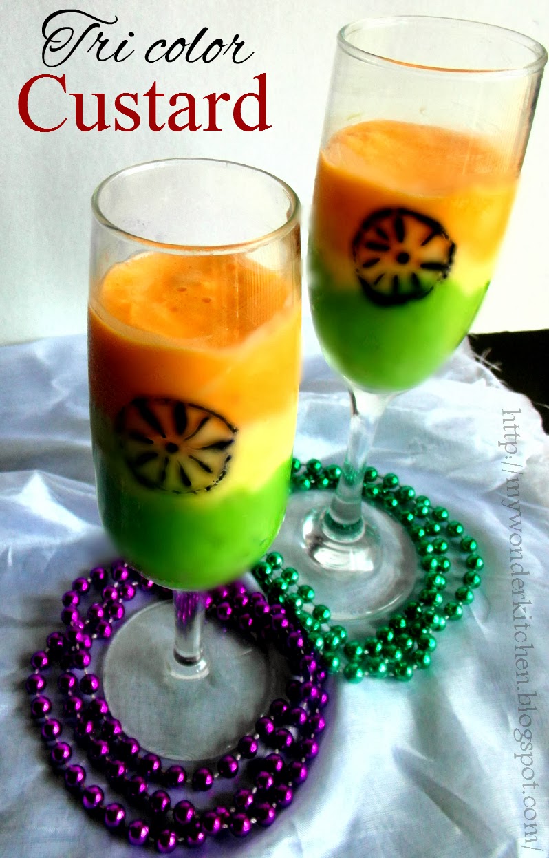Tri color custard - Celebrating India's republic day ....
