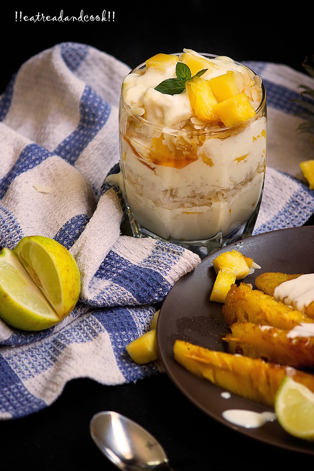 Chire Doi (flattened rice with yogurt) with Caramelized Pineapple