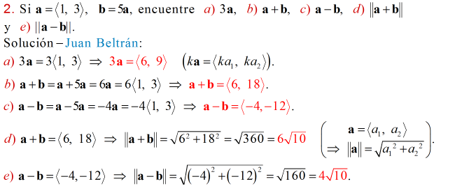 Banco de matemáticas: Operaciones con vectores y norma.