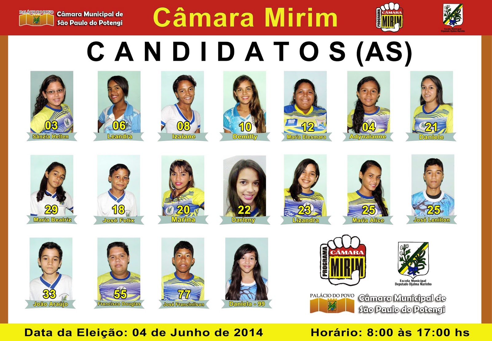 Os candidatos a vereador mirim da Câmara Mirim ~ Câmara Municipal de ...