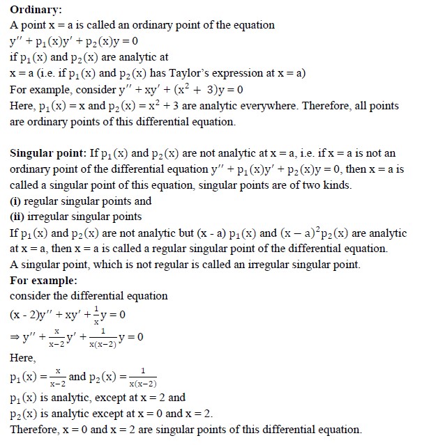 Define ordinary point and singular point. - M.M.R cse