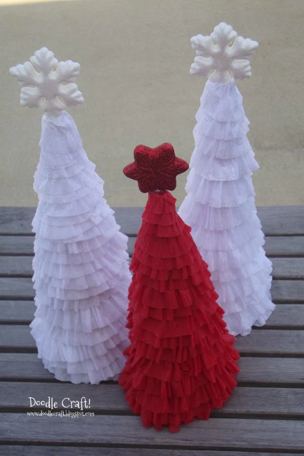 Crepe Paper Christmas Tree Cones!