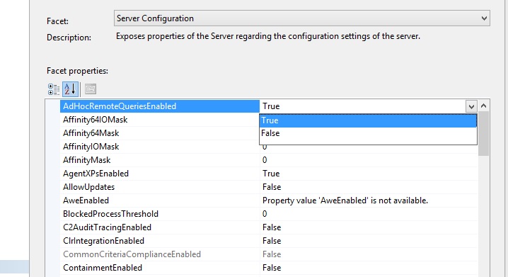 Msg 15281, Level 16, State 1, Line 2 SQL Server blocked access to STATEMENT 'OpenRowset ...
