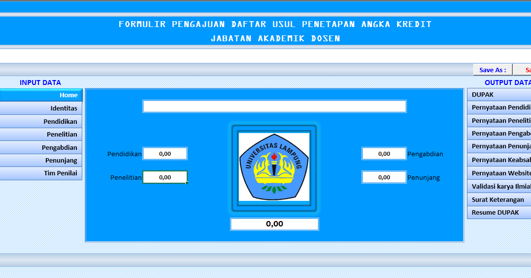 Aplikasi Excel Formulir Pengisian DUPAK Dosen - ExcelManiacs