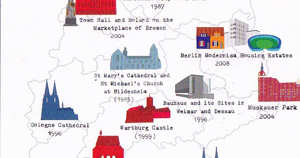 Postcard A La Carte: Germany - Map of Unesco World Heritage Sites