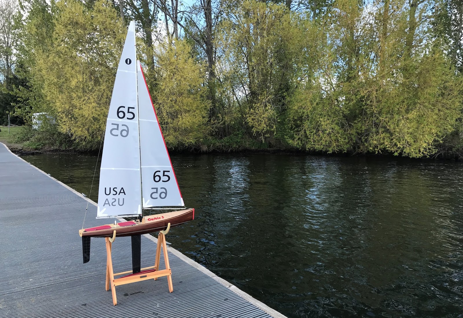 Presenting the Corbie 5 Wooden IOM R/C Sailboat!